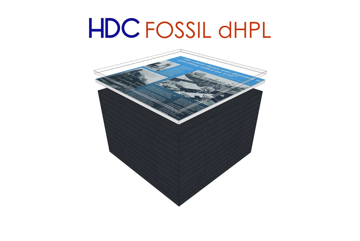 HDC Fossil CHPL high pressure laminate interpretive panels